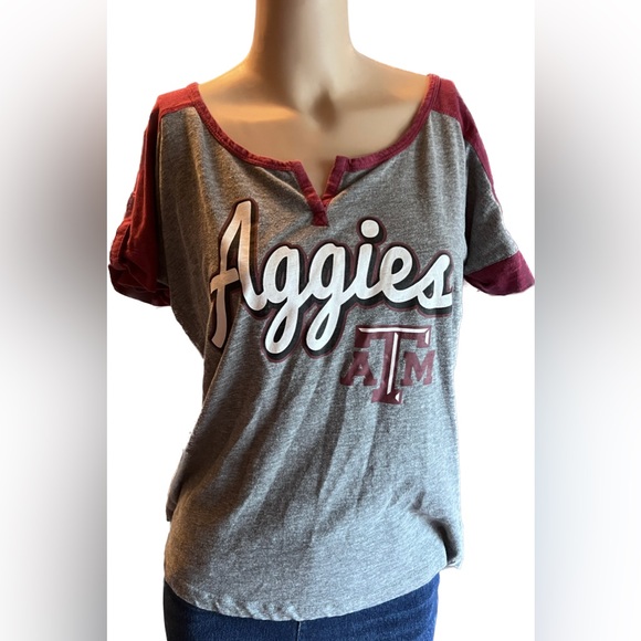 Tops | Texas Am Maroon And Gray Aggies Tee | Poshmark